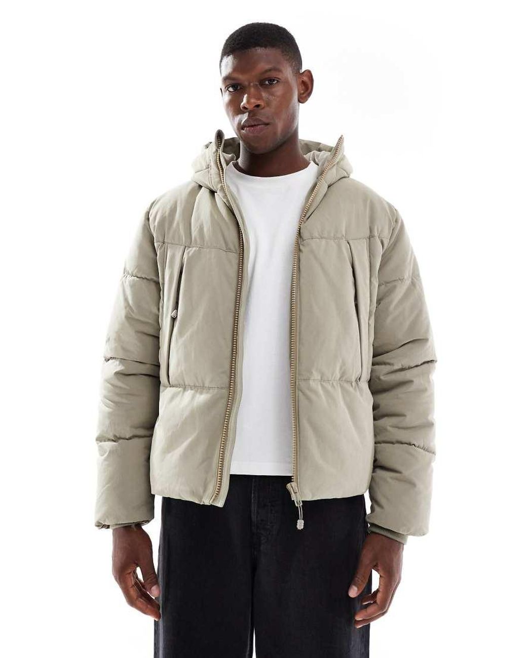 ASOS Puffer Jacket in Natural for Men | Lyst UK