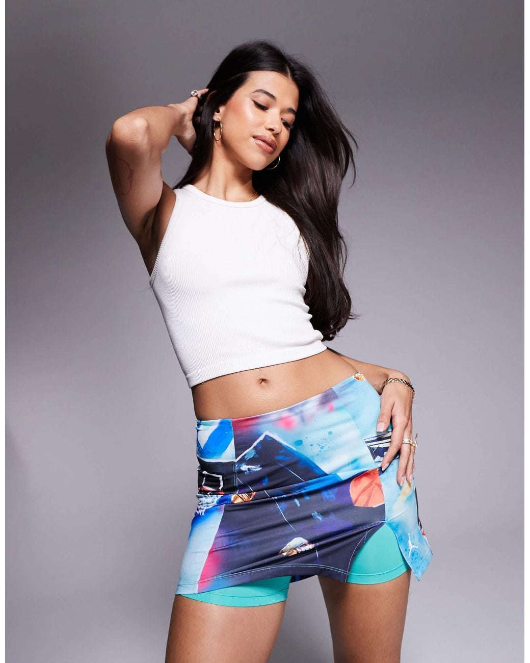 Nike Graphic Mini Skort in Blue | Lyst