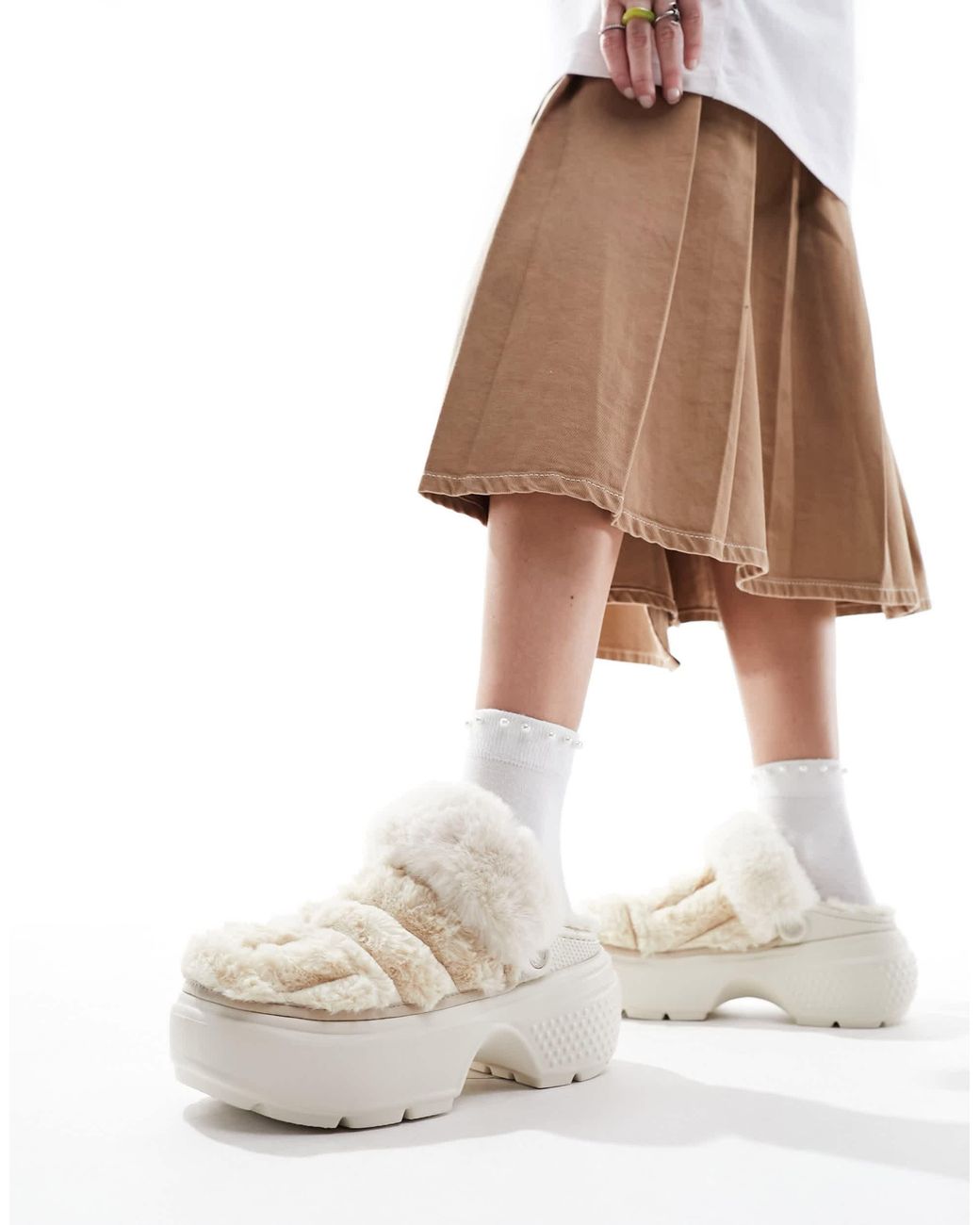 Crocs™ Stomp Lined Quilted Clogs in Natural | Lyst