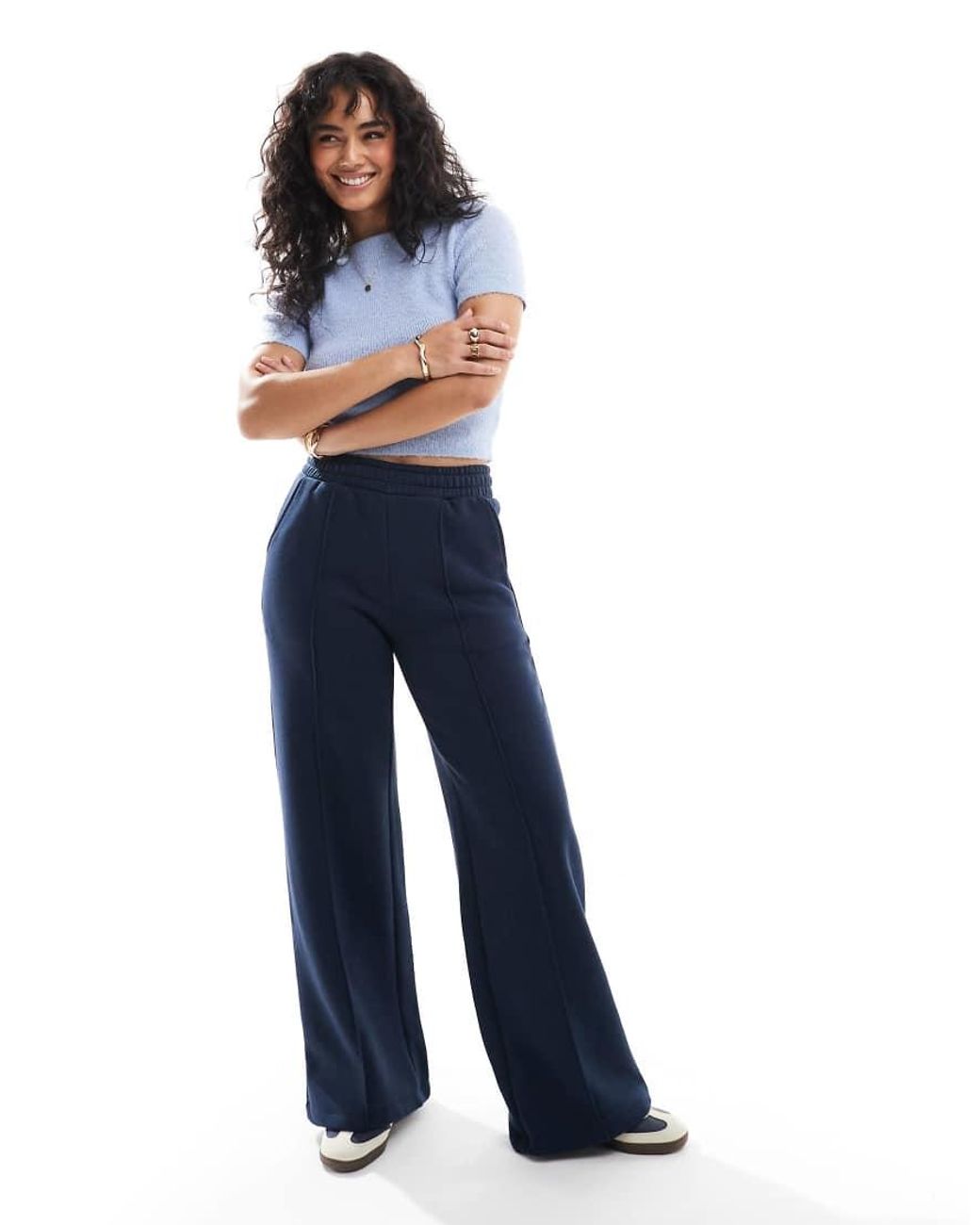 Bershka Wide Leg Formal joggers in Blue | Lyst UK