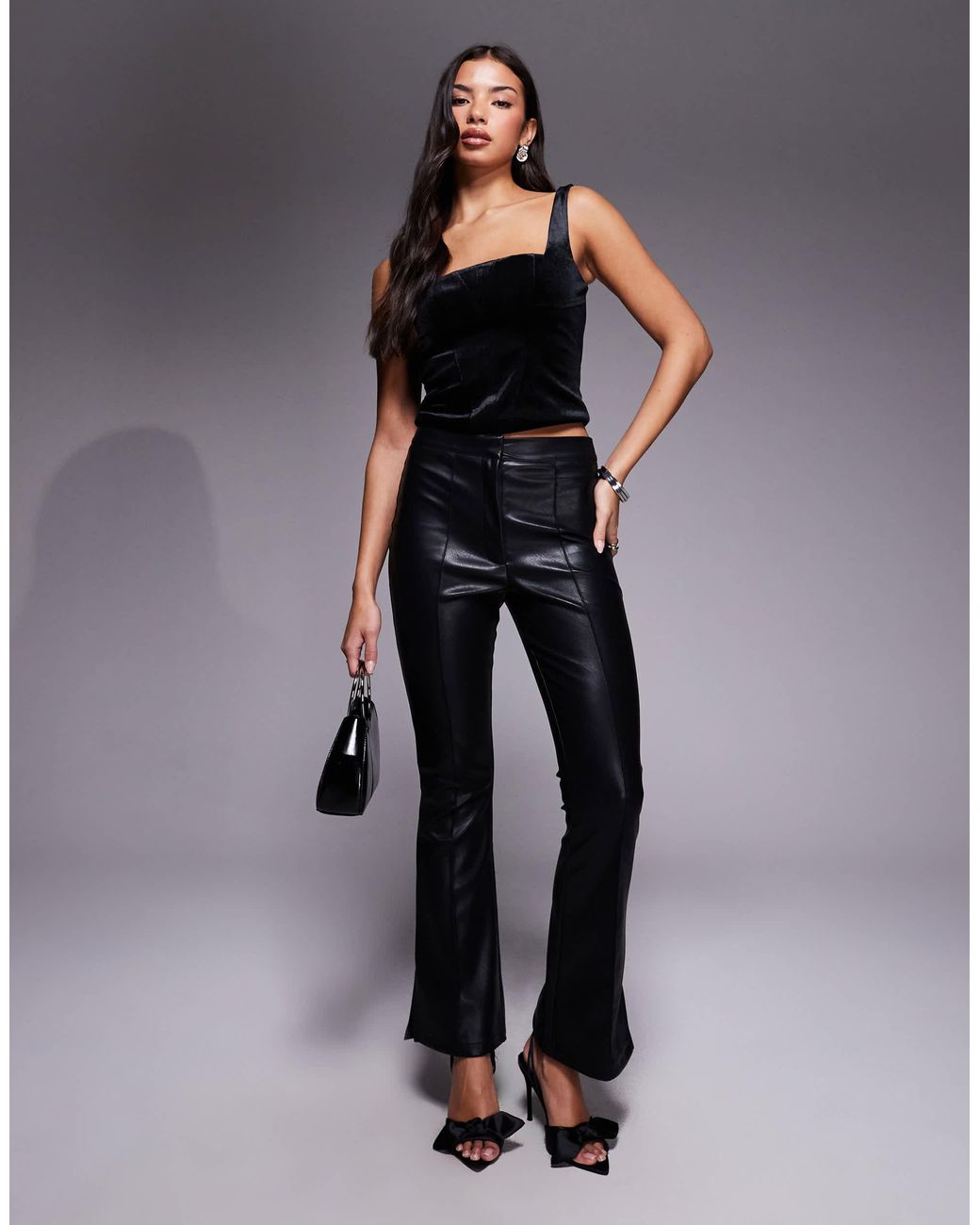 ASOS Square Neck Panelled Velvet Corset in Black | Lyst
