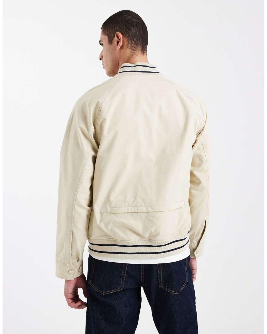 Fred Perry Umpire Tipped Collar Logo Bomber Jacket in Natural for Men ...