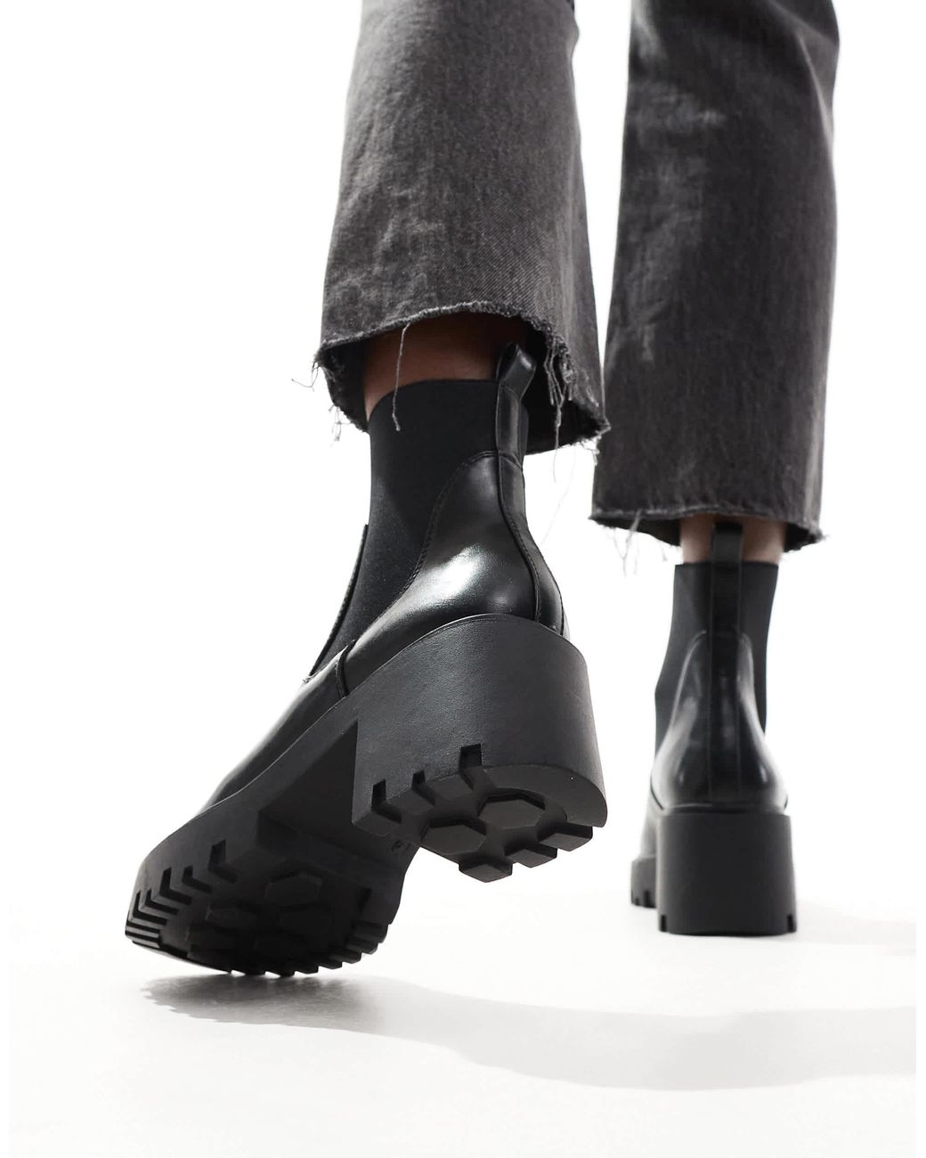 ASOS Wide Fit Rowan Chunky Chelsea Boots in Black | Lyst