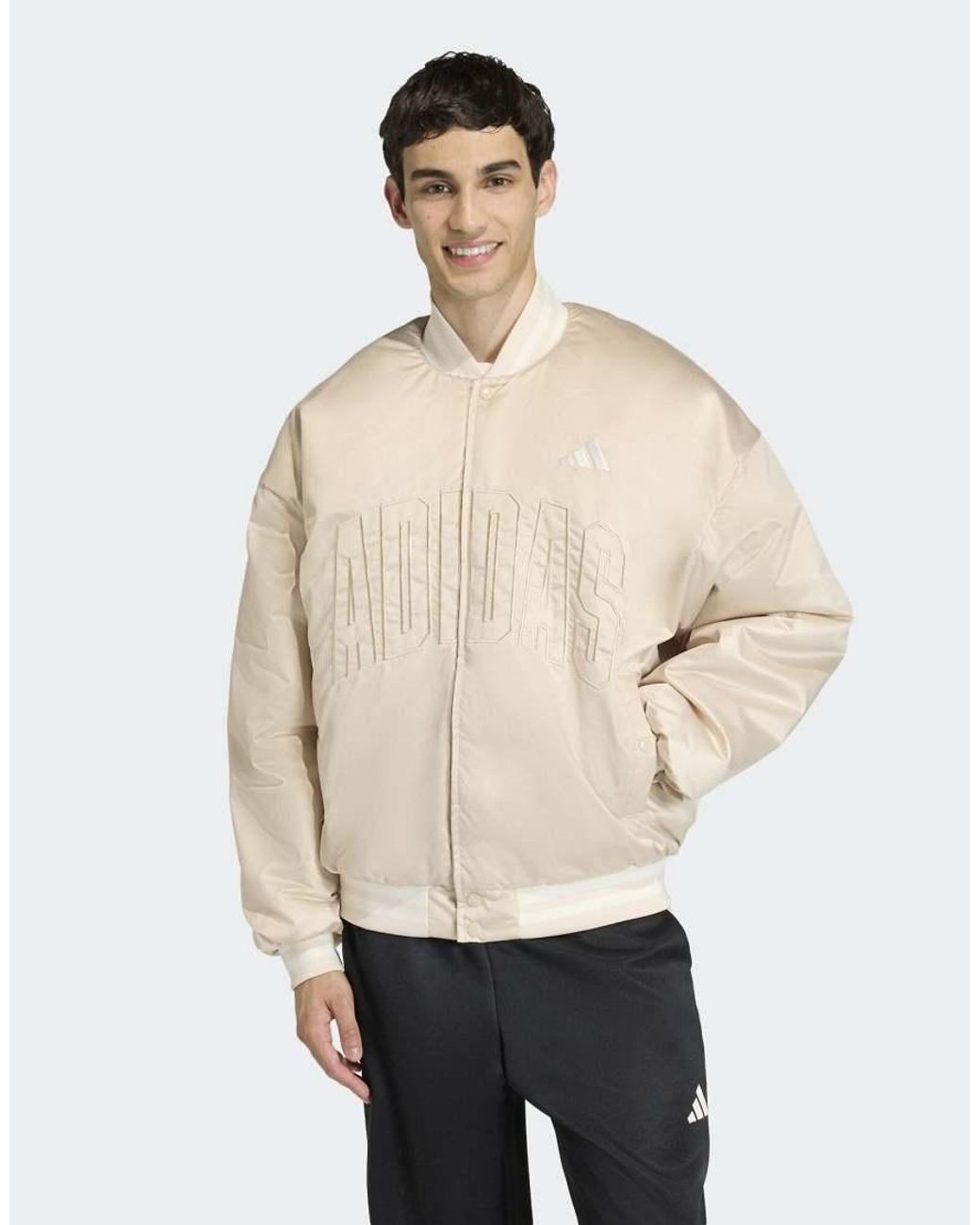 adidas Originals Stadium Insulated Bomber Jacket in Natural for Men ...
