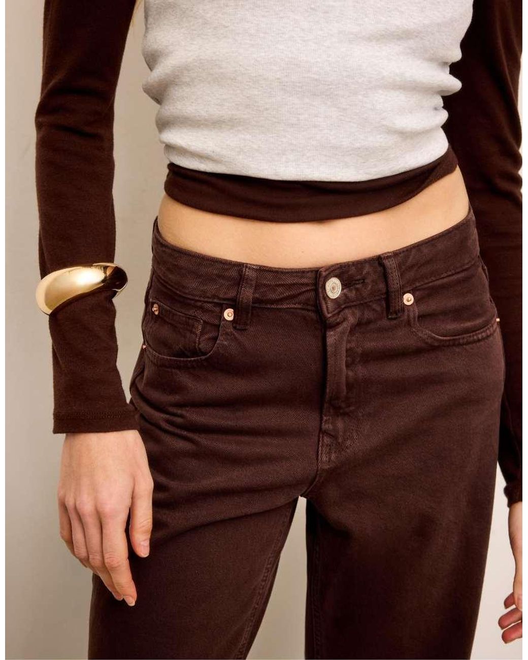 Stradivarius D92 Straight Wide Jeans in Natural | Lyst UK