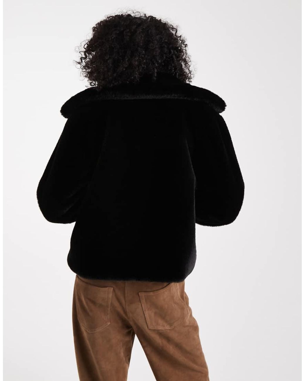 Brave Soul Faux Fur Short Duffle Coat With toggle Detail in Black | Lyst UK