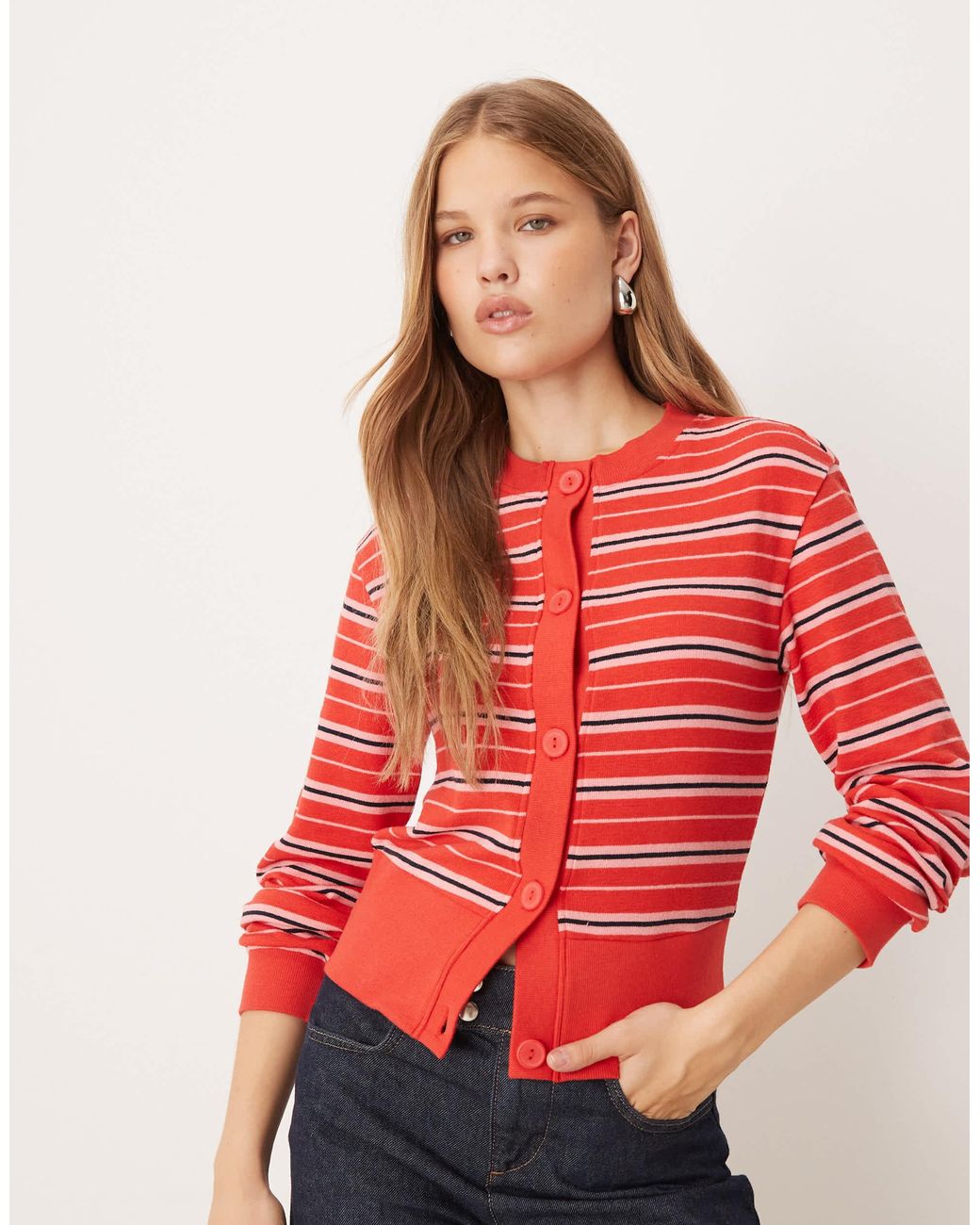 ASOS Textured Stripe Cardigan | Lyst