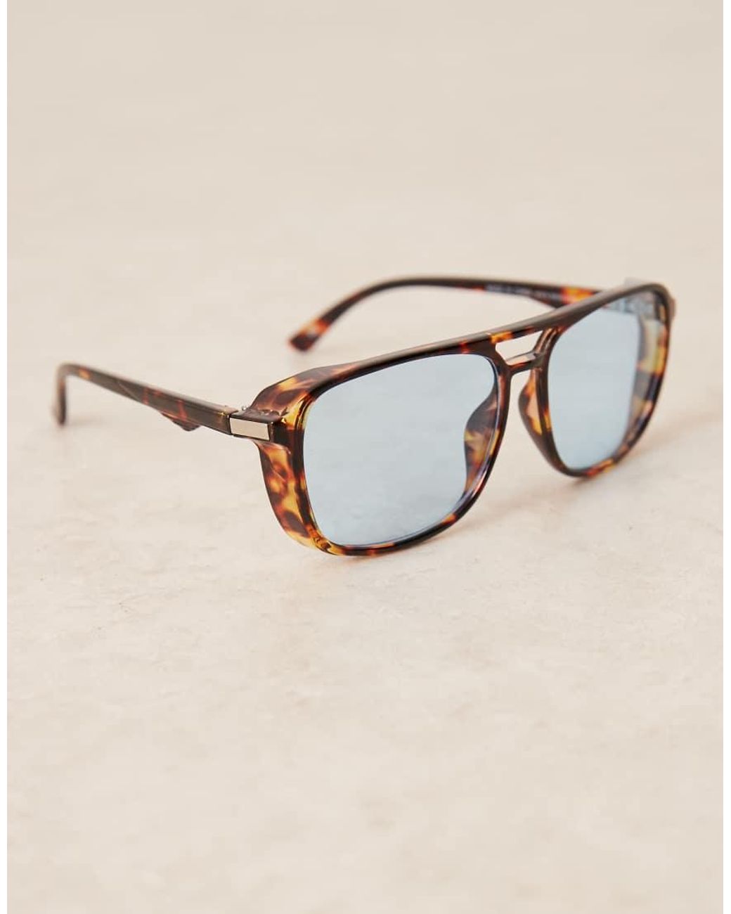 ASOS Curved Aviator Sunglasses in Brown for Men | Lyst UK