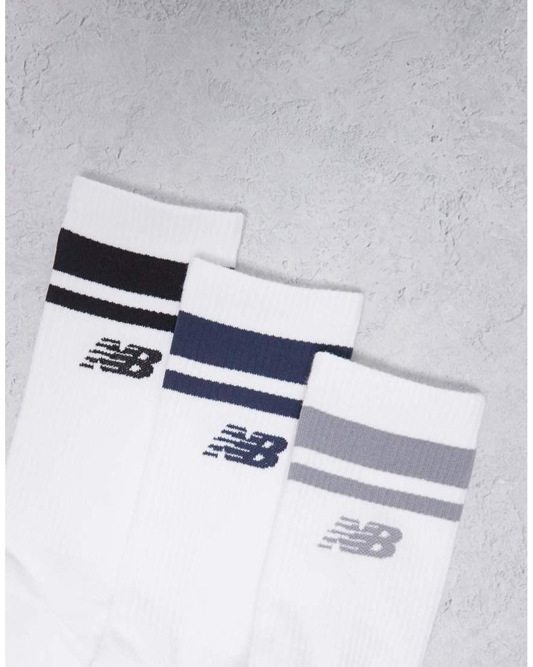 New Balance 3 Pack Midcalf Running Socks in White for Men | Lyst UK