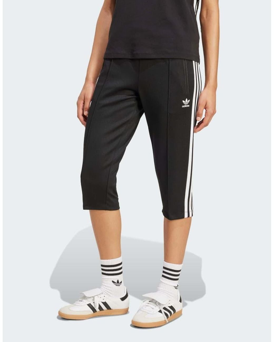 adidas Originals Adicolor 3-Stripes Capri Track Pant in Black | Lyst UK