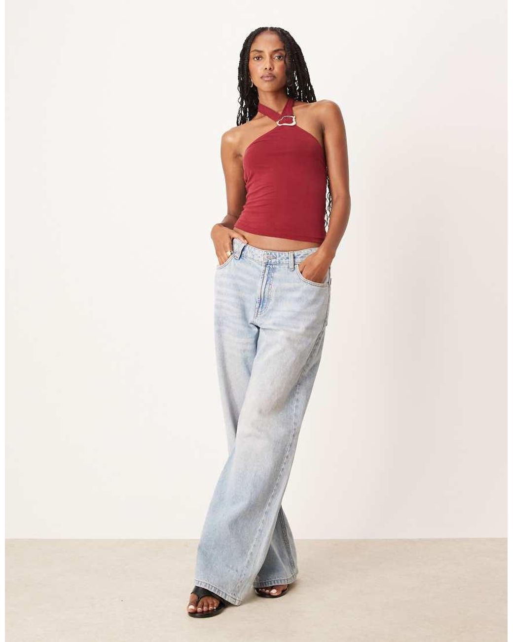 Motel Lorie Halter Neck Top in Red | Lyst UK