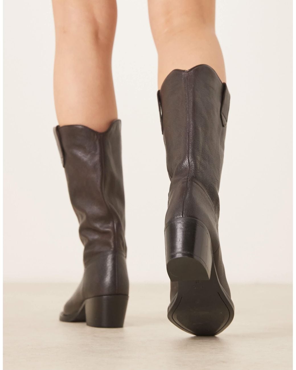 Mango Western Heeled Boots in Natural | Lyst