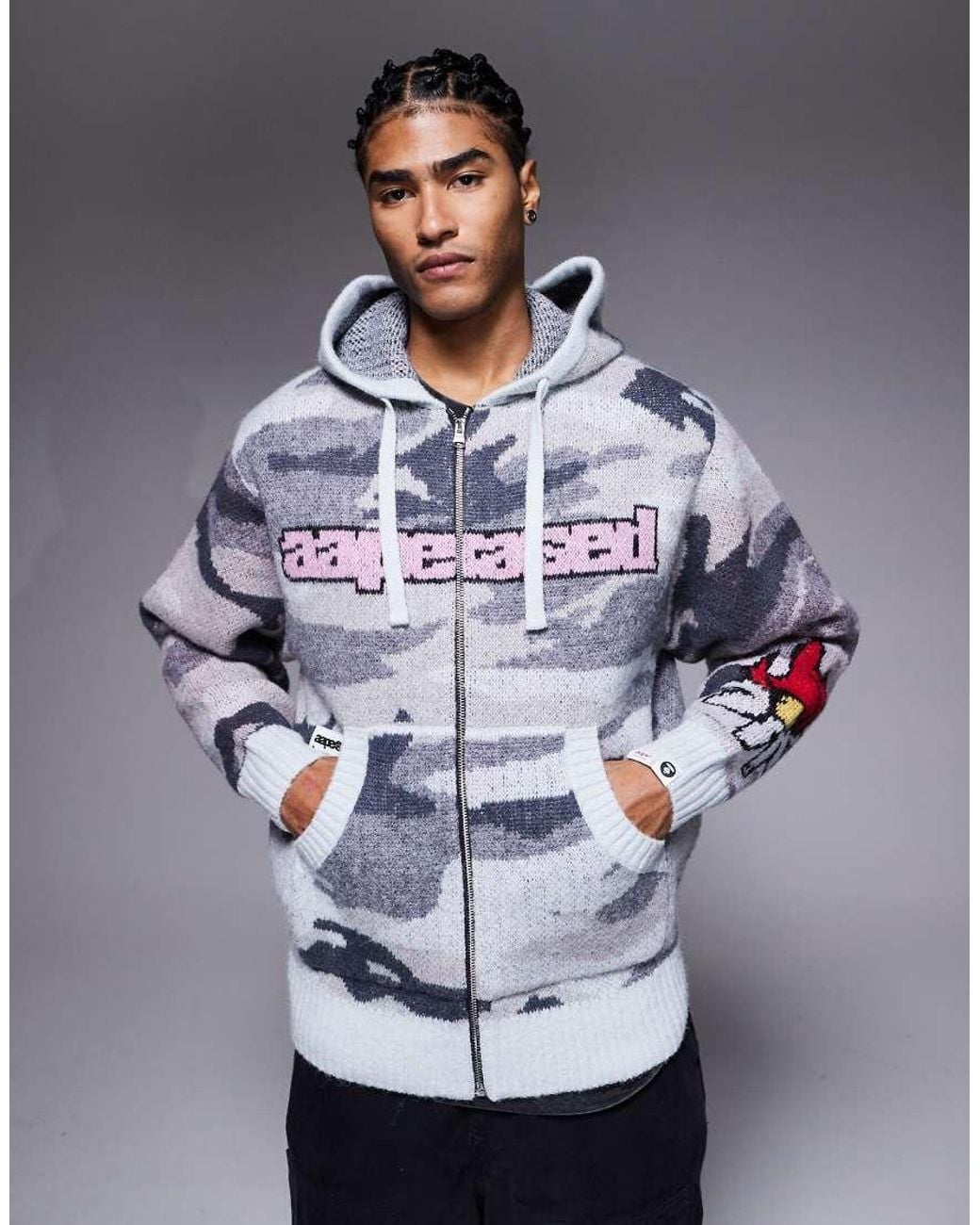 Aape By A Bathing Ape Aape By A Bathing Ape X Erased Knitted Zip ...