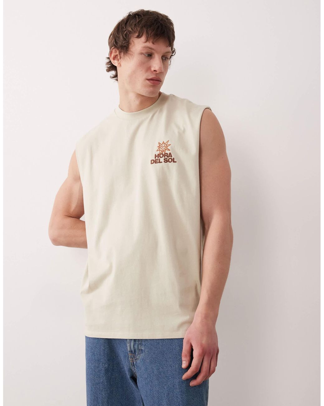 ASOS Oversized Tank With Chest Embroidery in Blue for Men | Lyst