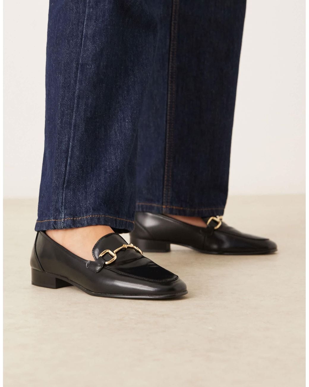 Mango Leather Snaffle Classic Loafer in Blue | Lyst