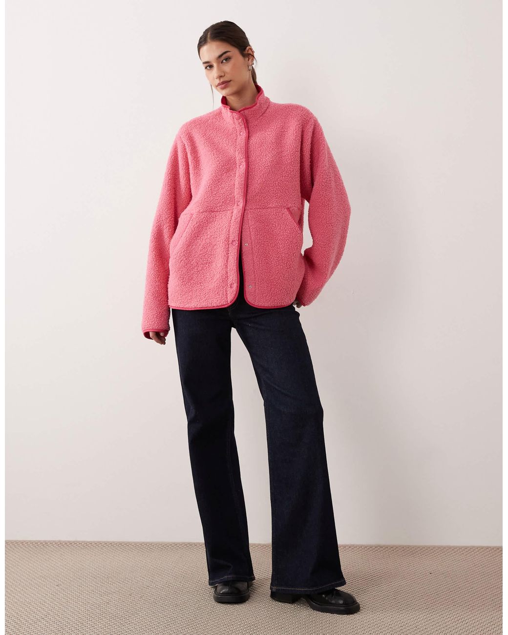 JJXX Teddy Jacket in Pink | Lyst