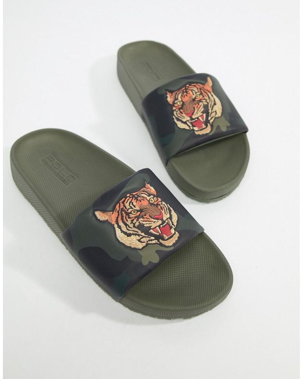 Polo Ralph Lauren Cayson Summer Sliders Tiger Camo Print In Green for ...
