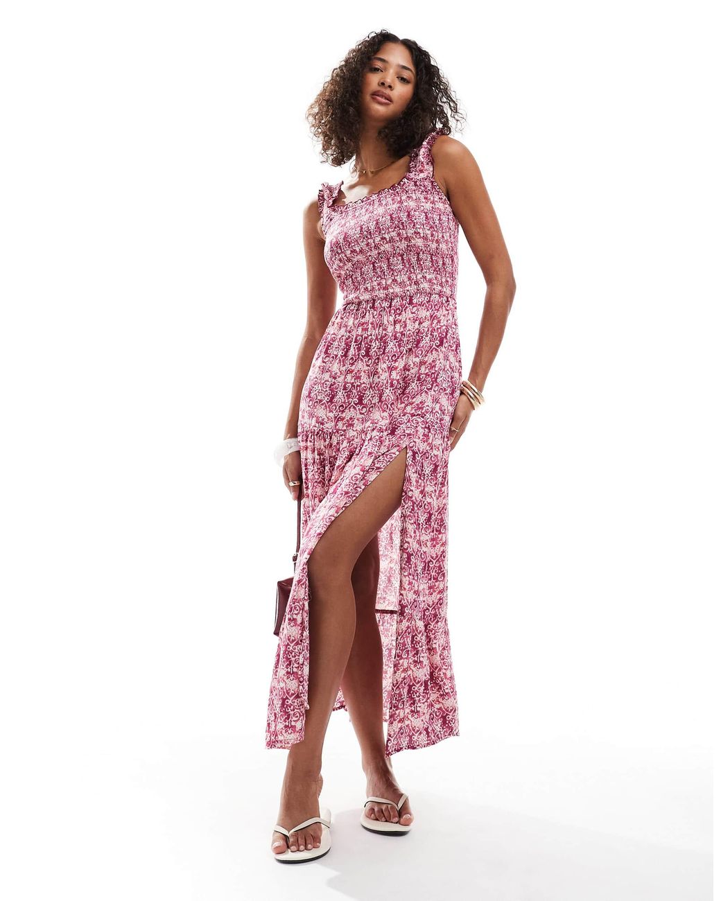 Stradivarius Cami Midi Dress in Red | Lyst