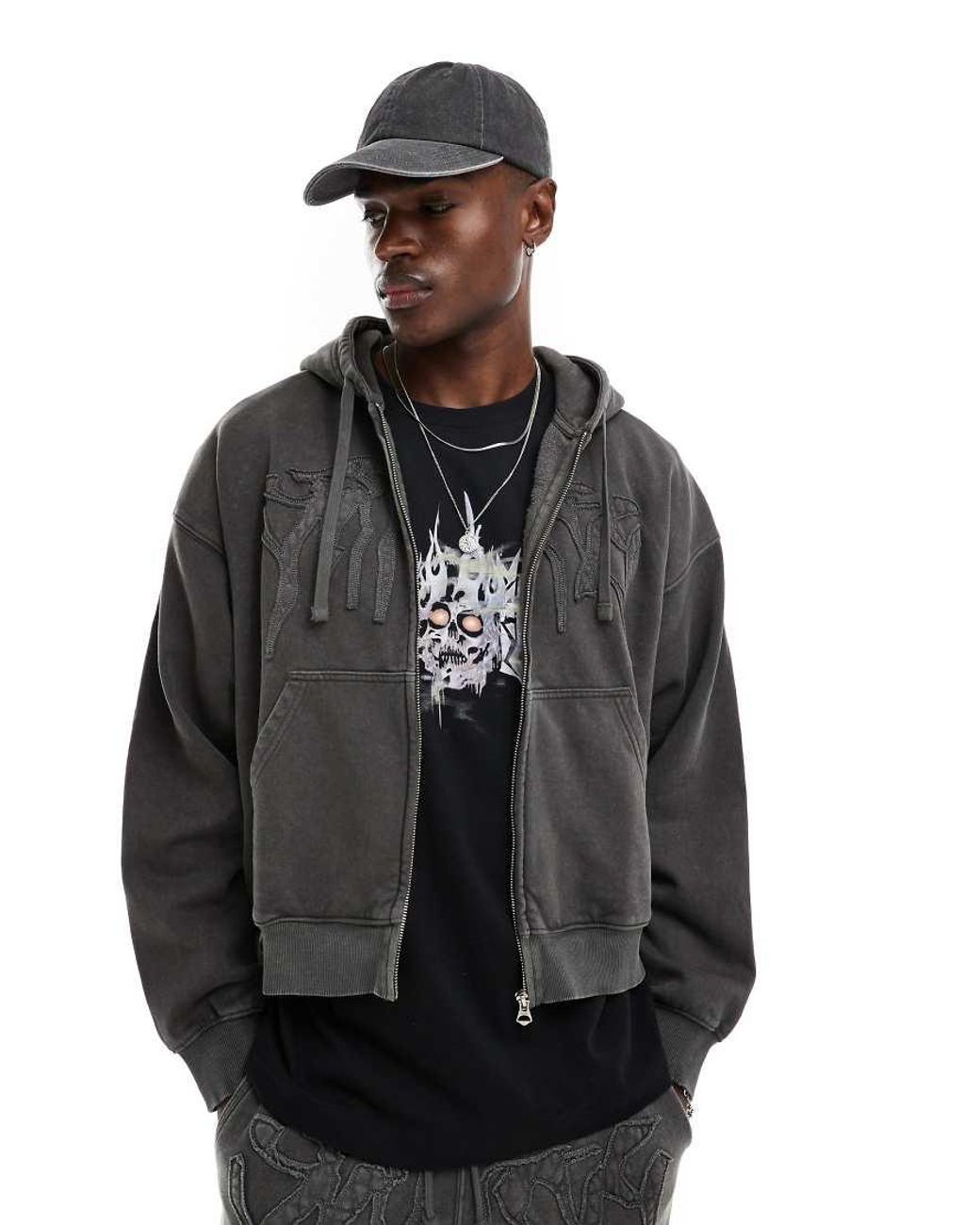 Weekday Co-ord Boxy Fit Zip Through Hoodie With Destiny Embroidery in ...