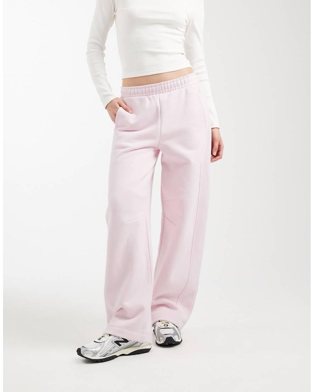 ASOS Premium Heavyweight 500gsm Seamed Barrel Leg Trackies in Pink ...