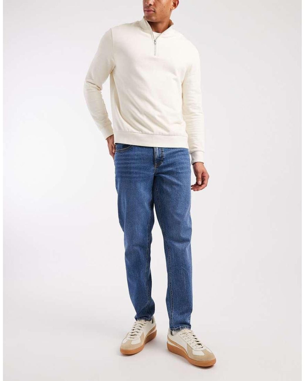 ASOS Stretch Tapered Jeans in Blue for Men | Lyst UK