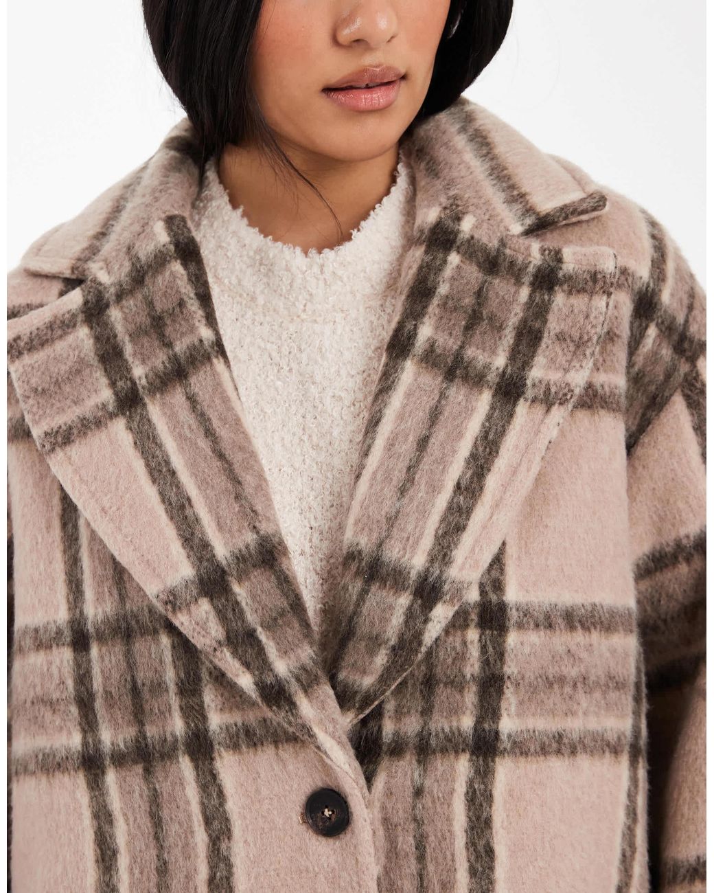 ASOS Brushed Formal Throw On Coat in Natural | Lyst
