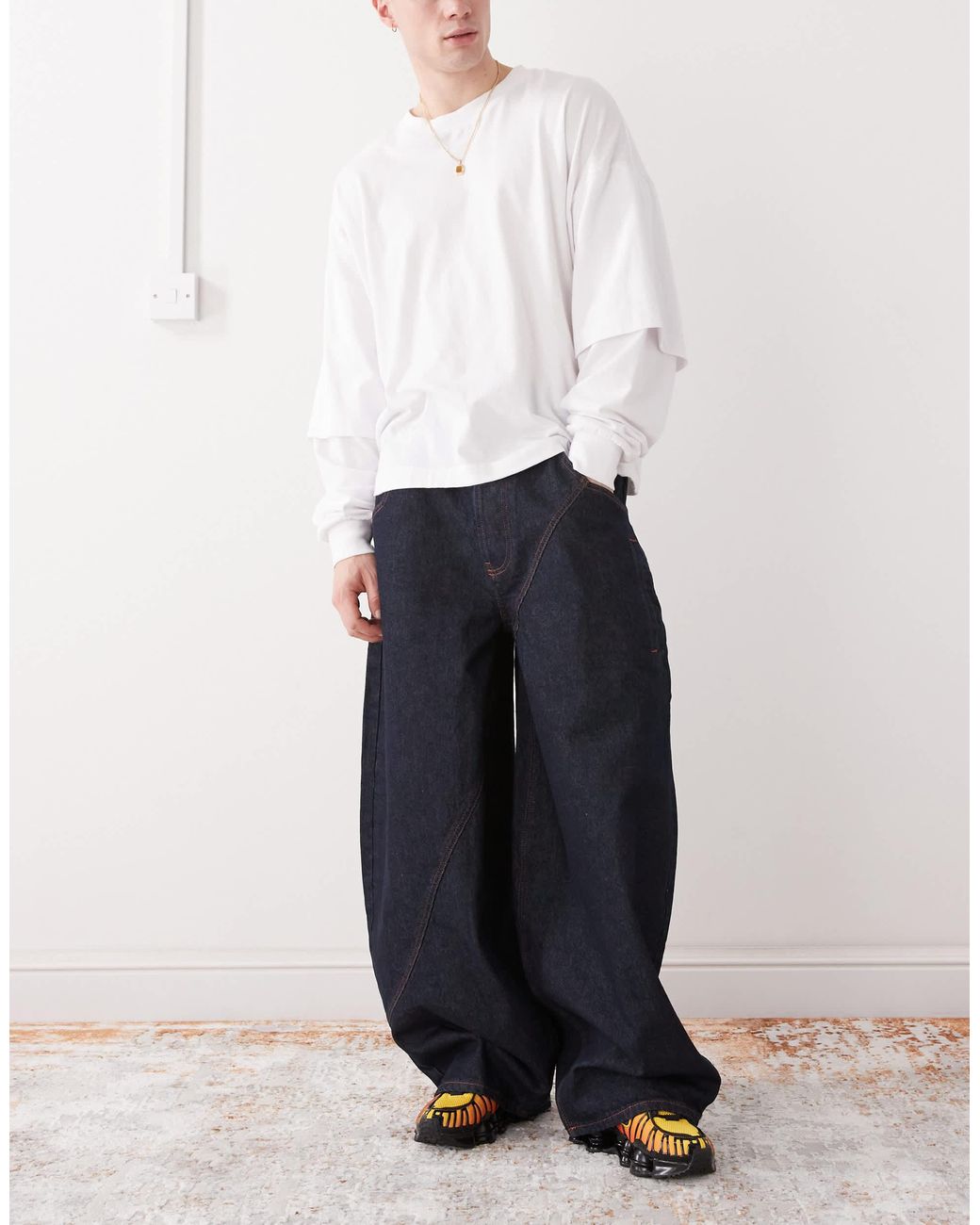 Collusion Xl Balloon Jean With Asymmetric Stich in White for Men | Lyst