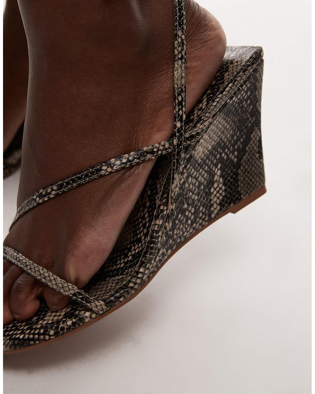 TOPSHOP Frankie High Heel Strappy Wedges in Brown | Lyst