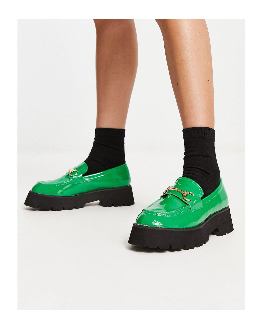 Raid Monster Chunky Loafers in Green | Lyst