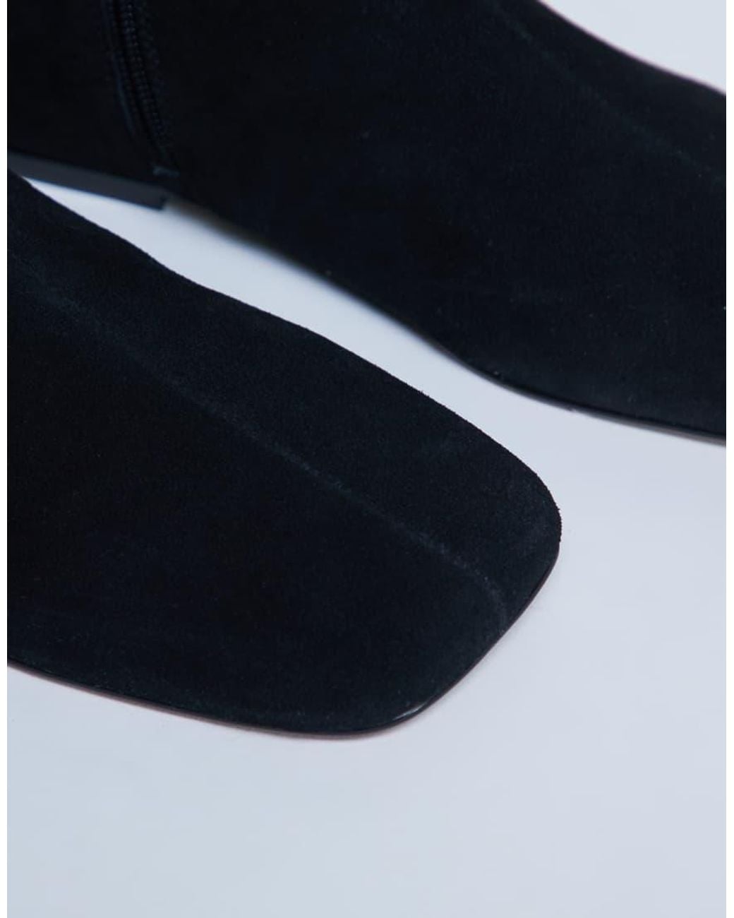 TOPSHOP Tess Real Suede Knee High Flat Boot in Black | Lyst UK