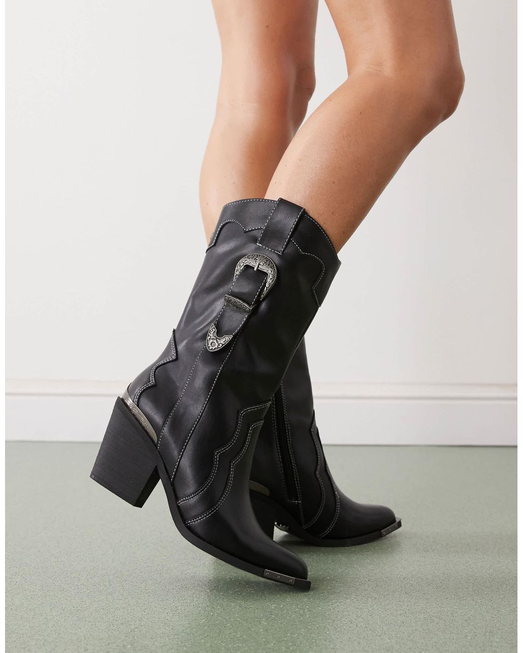 Buffalo West Buckle Boot in Black | Lyst
