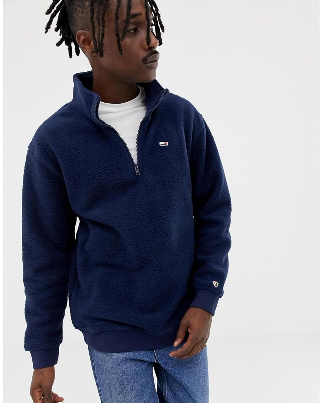 Tommy Hilfiger Classic Oversized Polar Fleece Half Zip Sweatshirt Flag