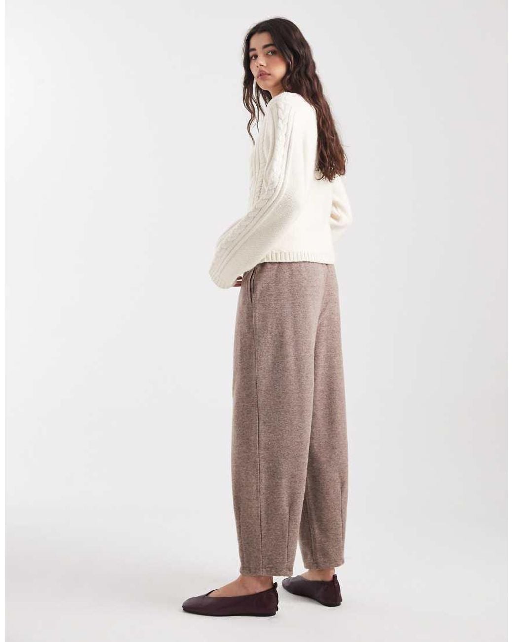 Threadbare Knit Barrel Leg Trackies in Natural | Lyst UK