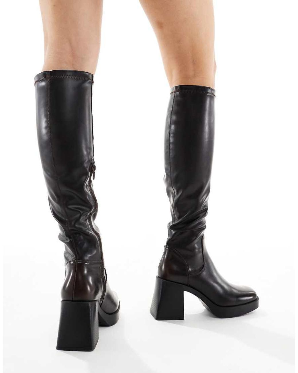 schuh Doja Chunky Knee Boots in Blue | Lyst UK