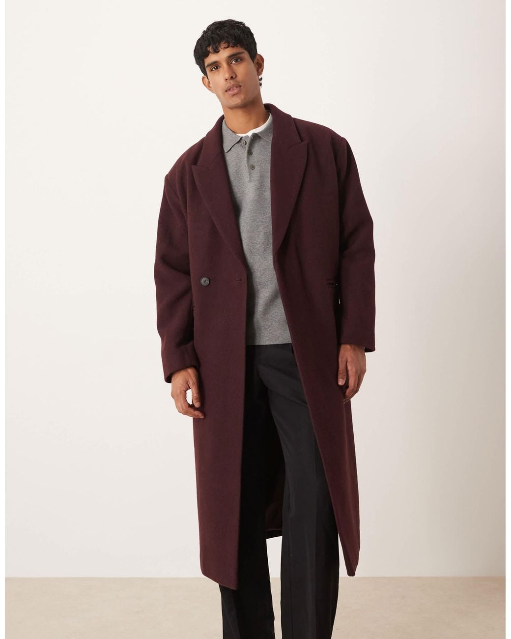 ASOS Oversized Longline Overcoat in Red for Men | Lyst