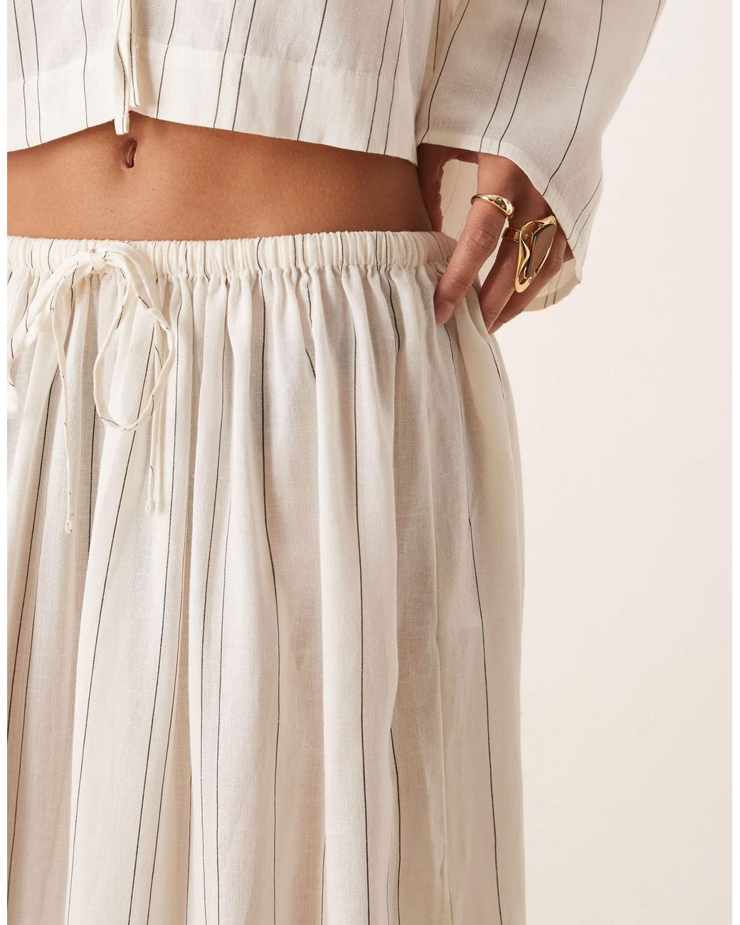 ASOS Belle Linen Blend Beach Skirt in Natural | Lyst