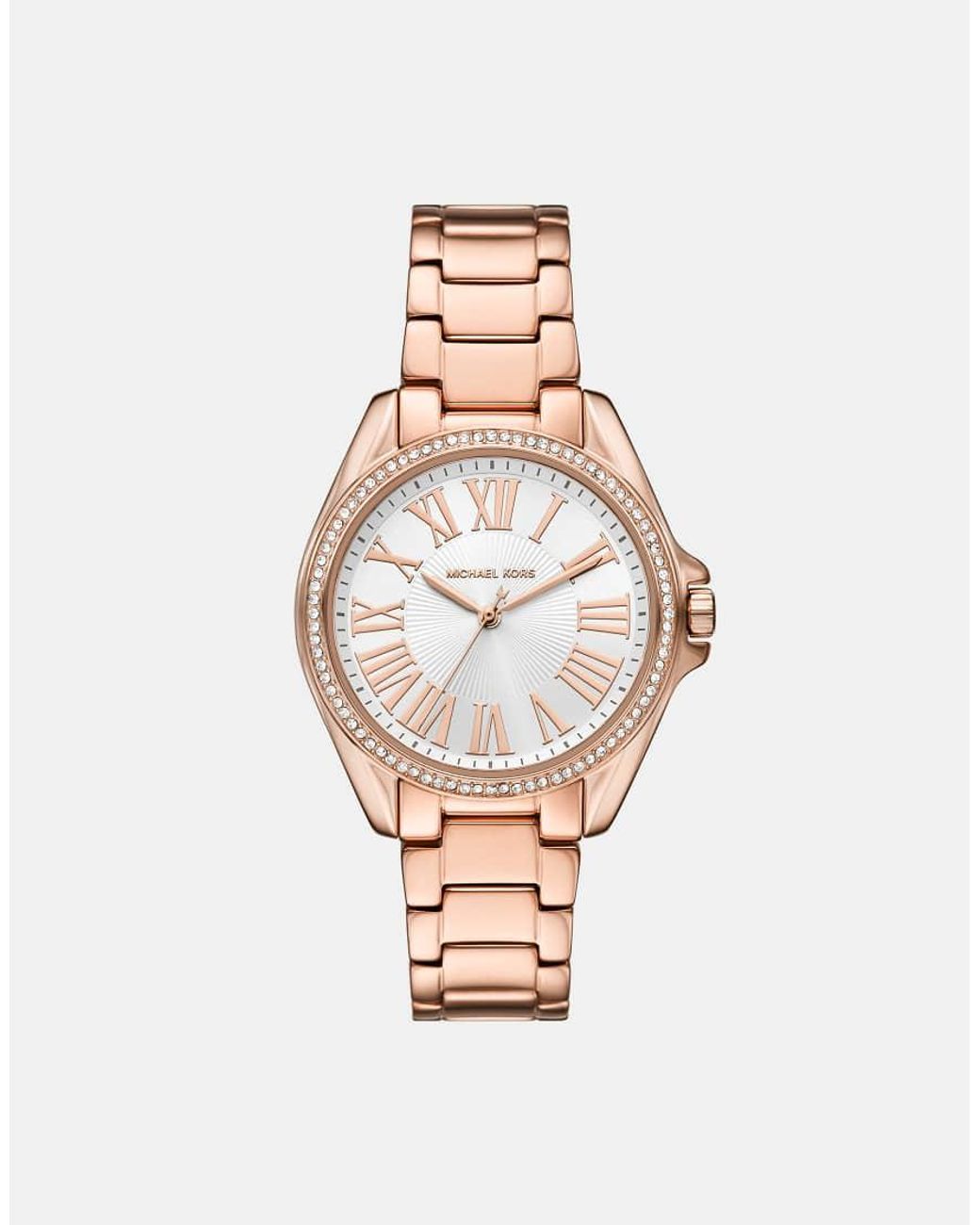 Michael Kors Kacie Three-Hand Rose-Tone Stainless Steel Watch in White ...