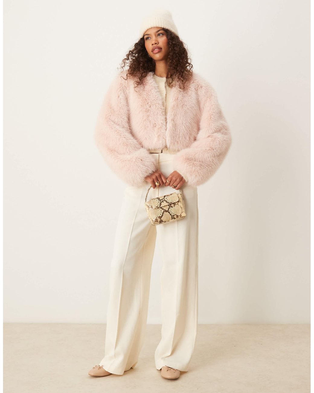 ASOS Faux Fur Jacket in Natural | Lyst