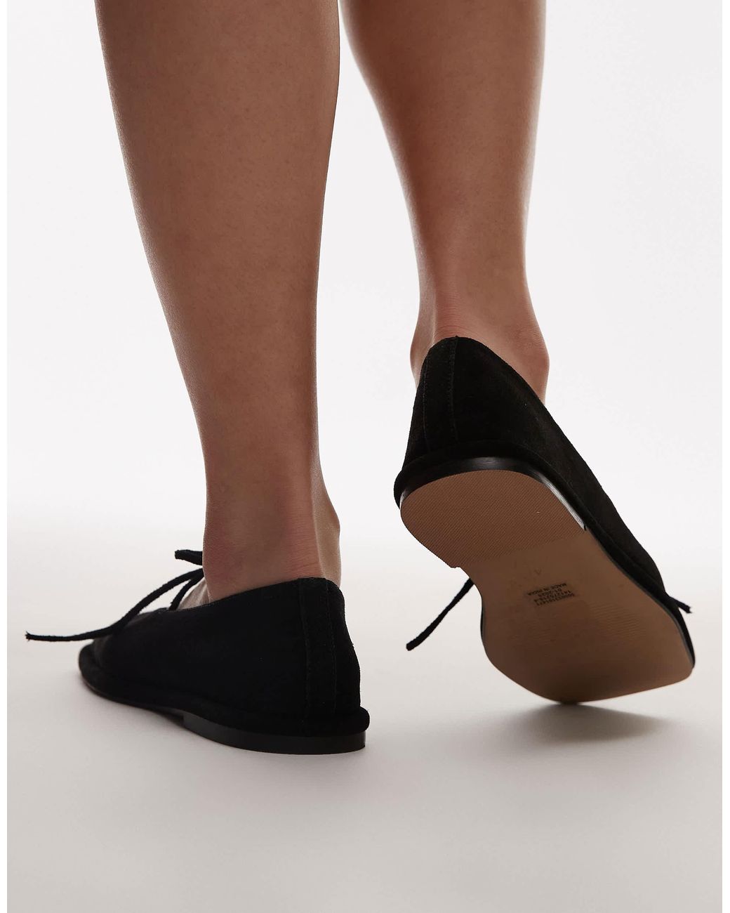 TOPSHOP Alaia Suede Ballet With Tie in Brown | Lyst