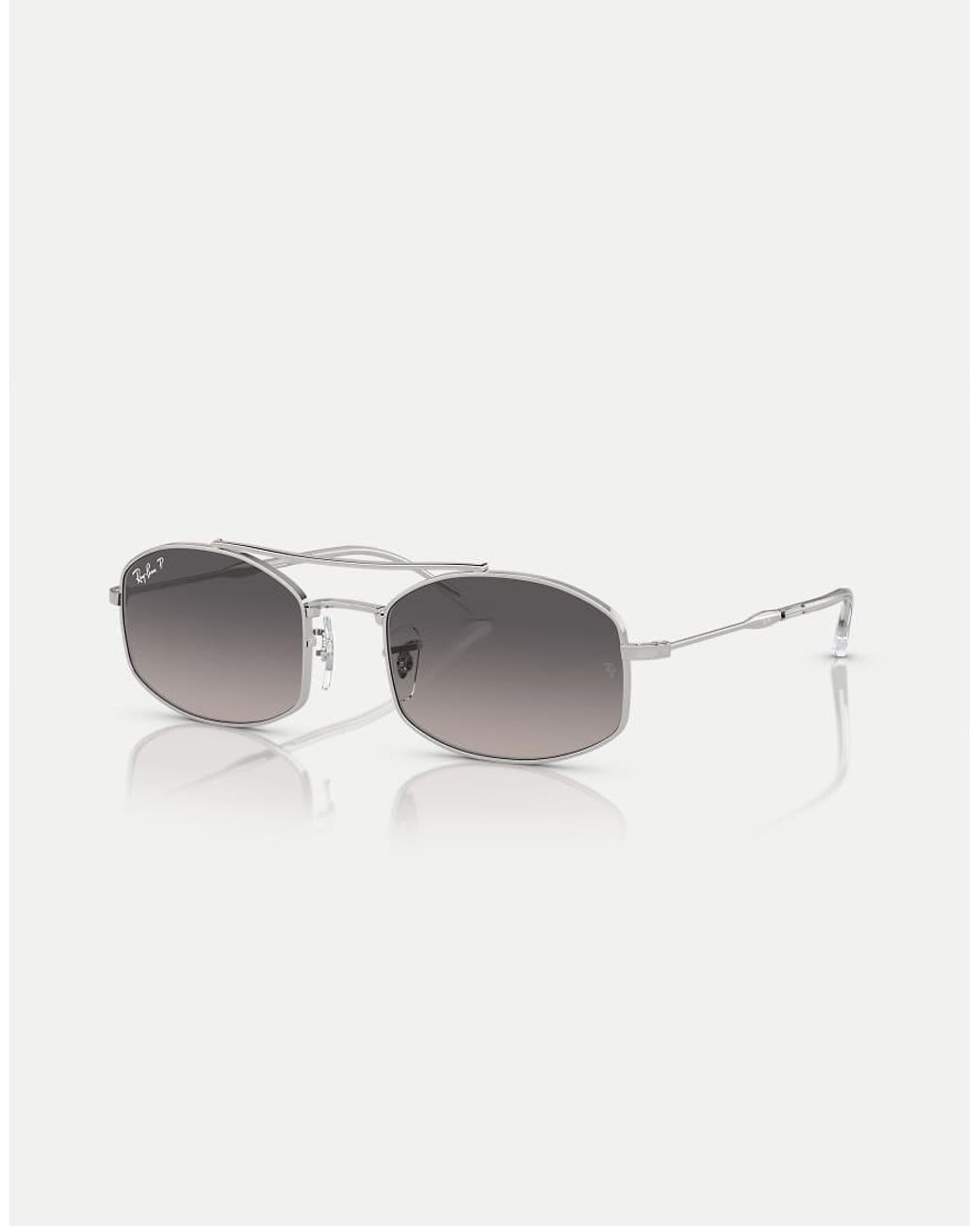 Ray-Ban Rb3719 Oval Polarised Sunglasses With Lens in Metallic | Lyst UK