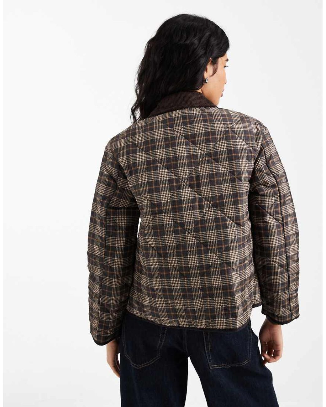 New Look Quilted Check Barn Jacket in Blue | Lyst UK
