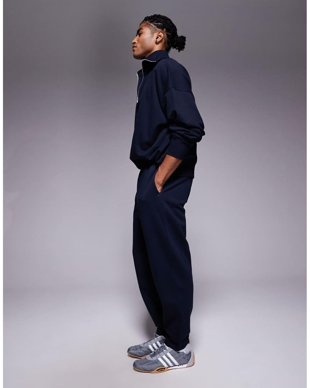 ASOS Straight Leg Trackies With Pleats in Blue for Men | Lyst UK