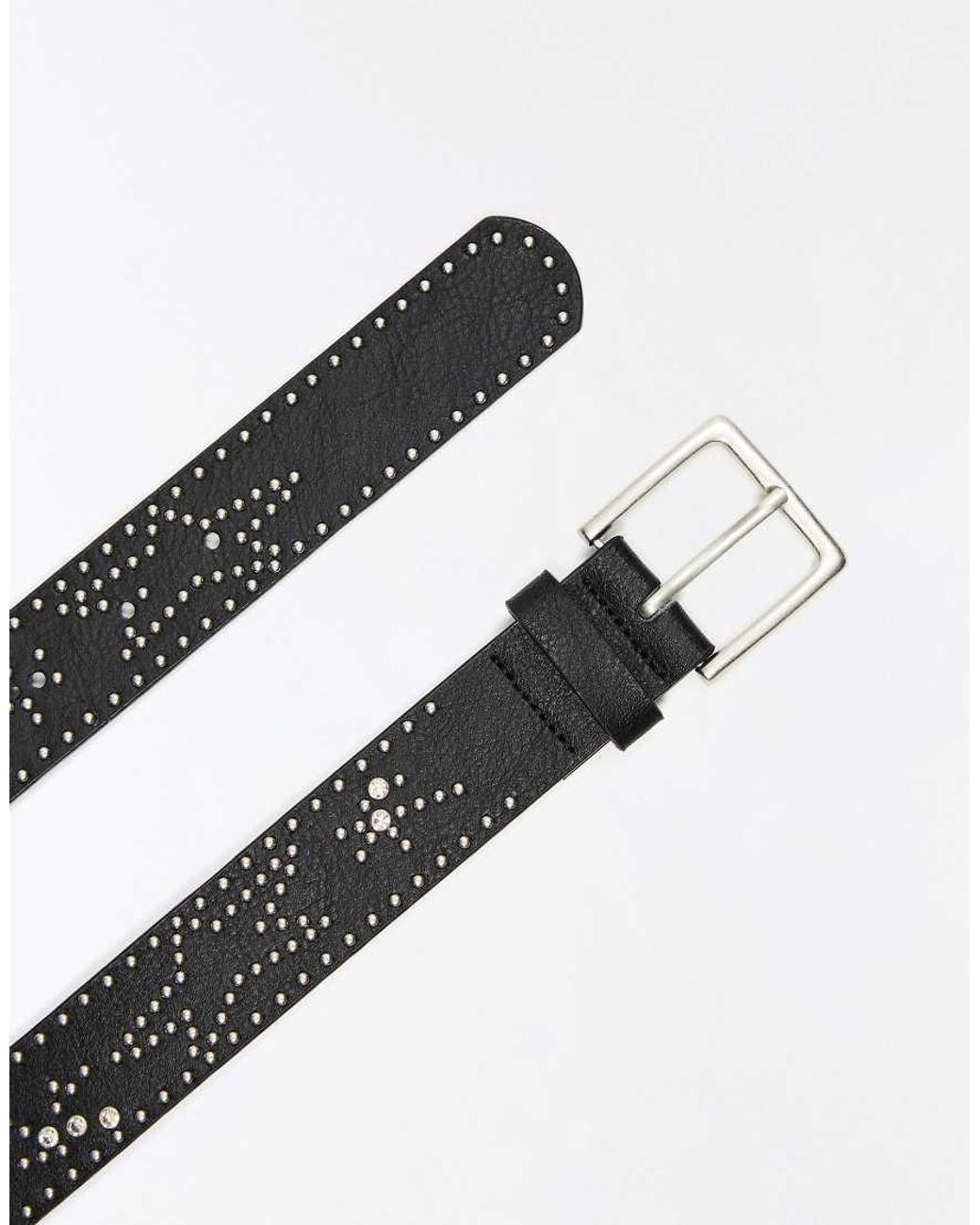 Bershka Studded Leather Effect Belt in White for Men | Lyst UK