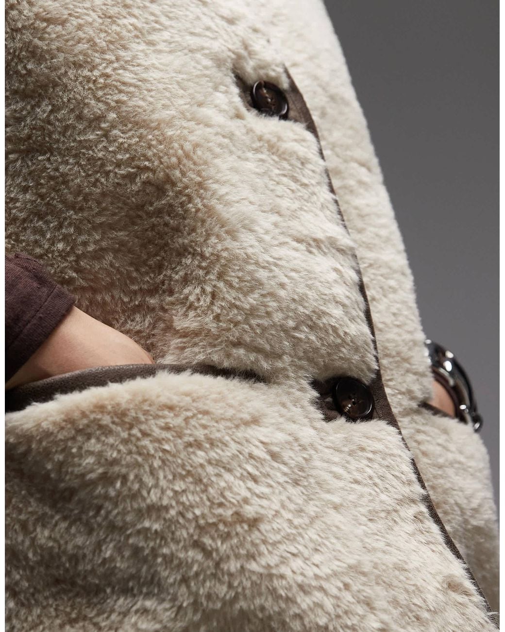 ARKET Oversized Faux Shearling Gilet in Natural | Lyst