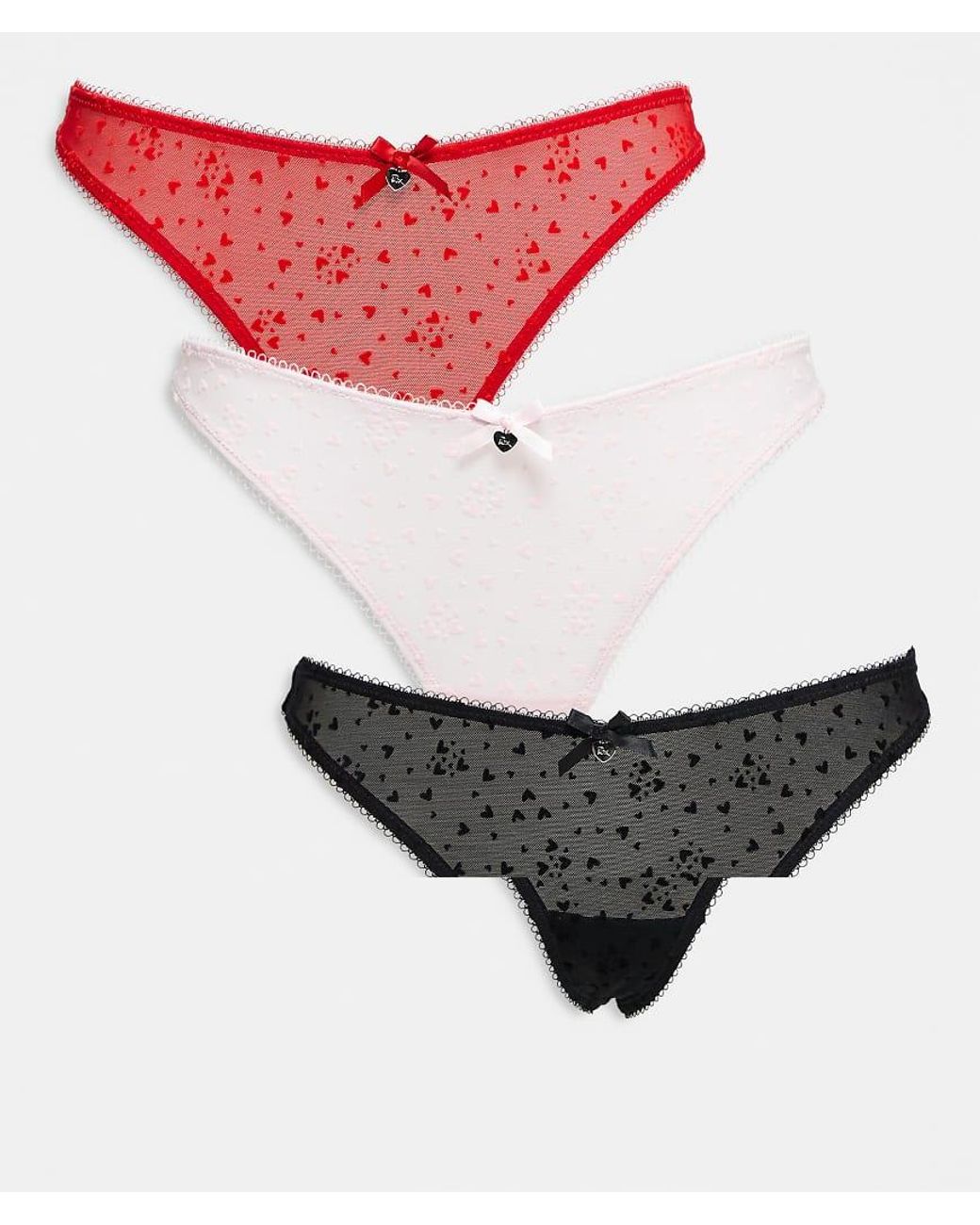 Boux Avenue Catie 3 Pack Heart Flock High Leg Thong | Lyst UK