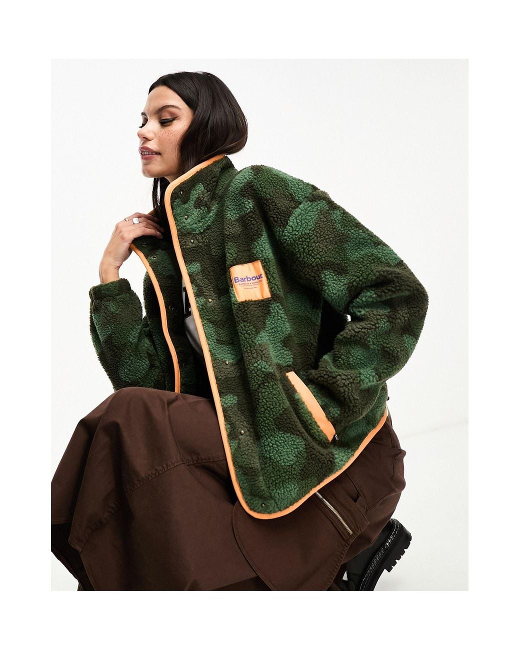 Barbour X Asos Exclusive Fleece Jacket in Green | Lyst