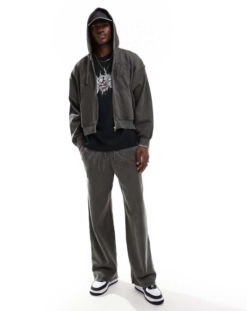 Weekday Co-ord Boxy Fit Zip Through Hoodie With Destiny Embroidery in ...