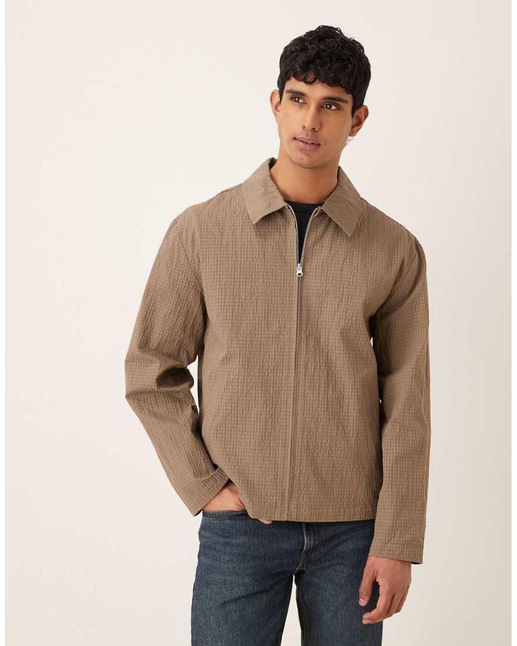 ASOS Check Jacket in Natural for Men | Lyst UK