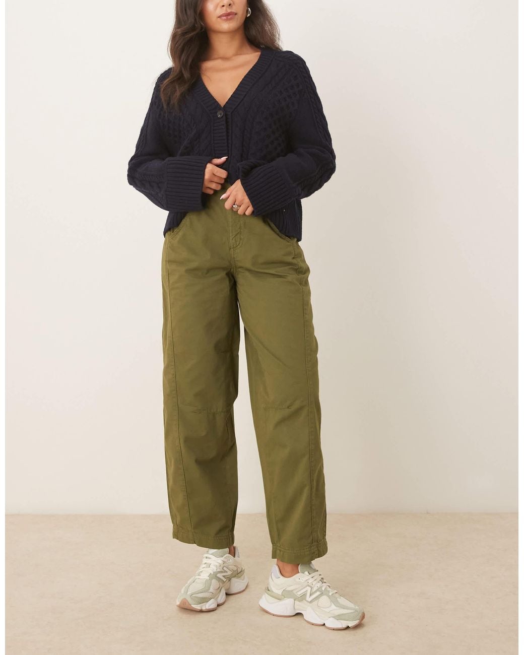 ASOS Barrel Leg Trouser in Green | Lyst