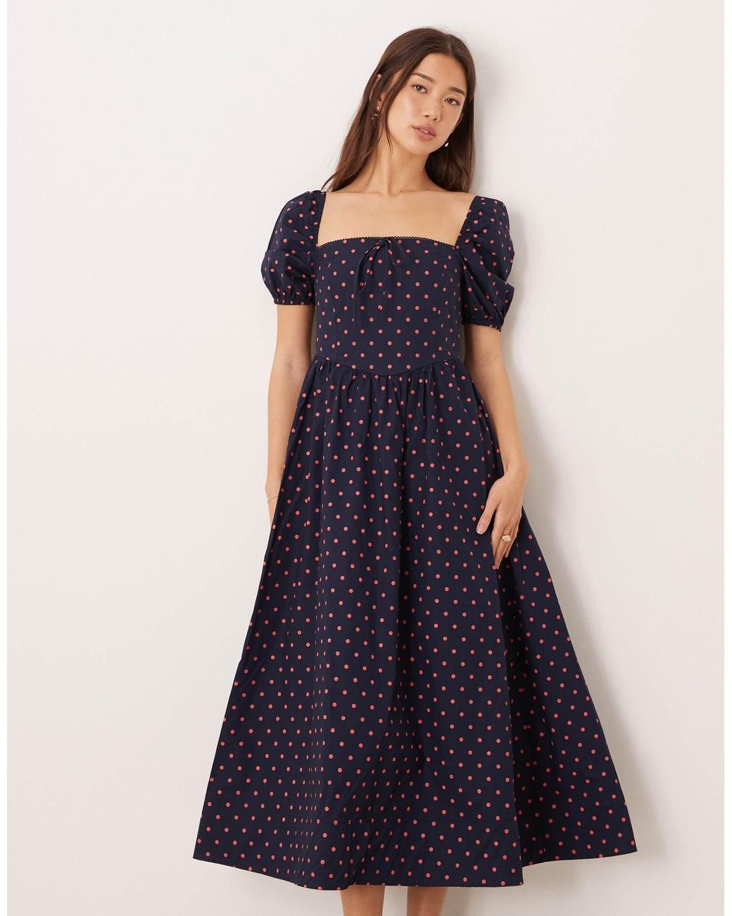 Glamorous Square Neck Puff Sleeve Midaxi Dress in Blue | Lyst